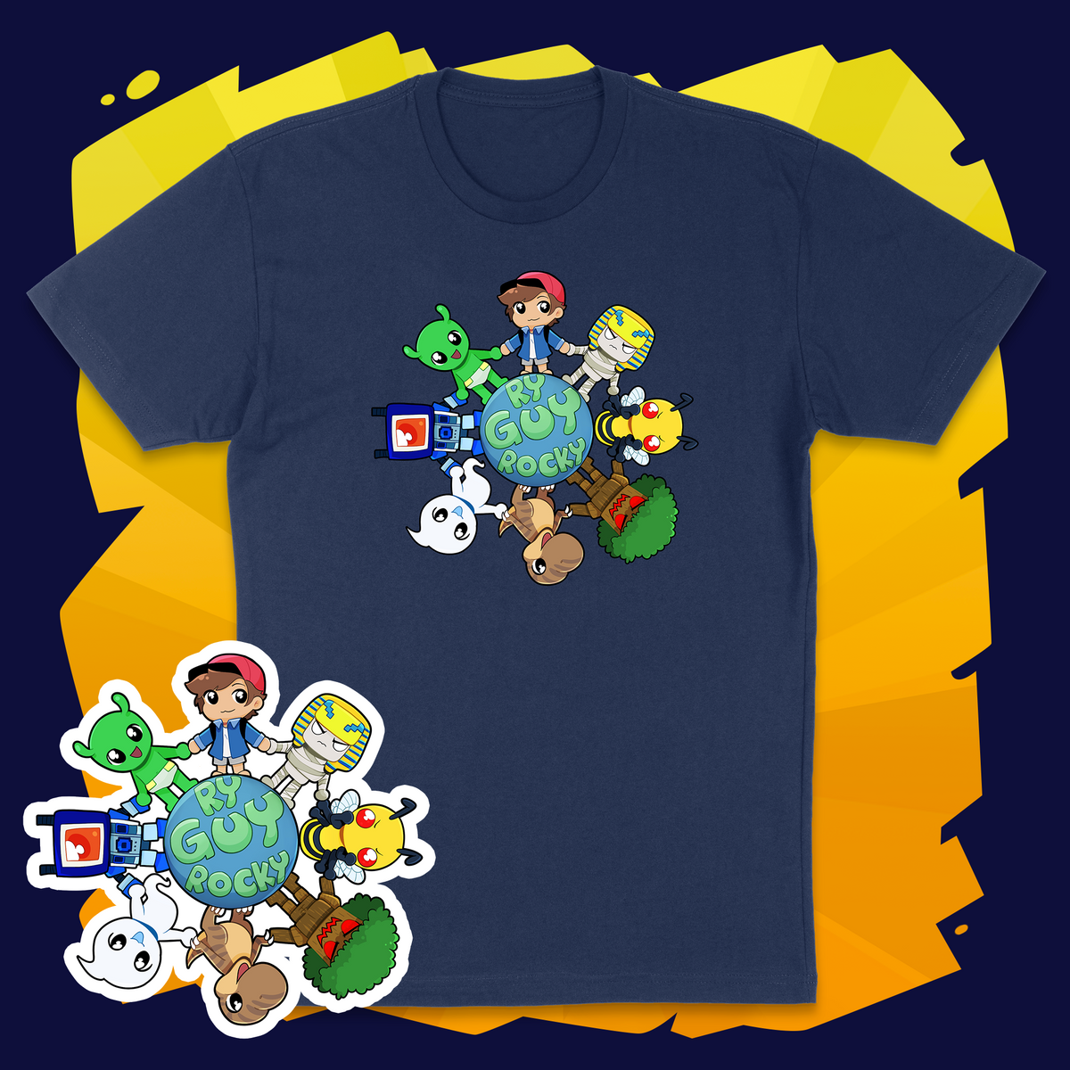 Ryguyrocky Unity Navy Tee + Sticker – RyGuyRocky